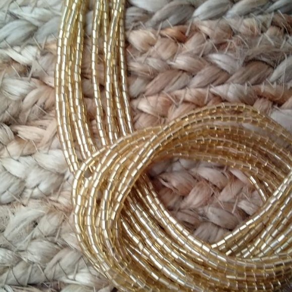 Jewelry | Nwot Gold Bugle Bead Knot Necklaceearrings | Poshmark